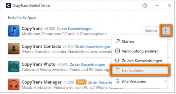 Wie verwende ich CopyTrans Control Center?